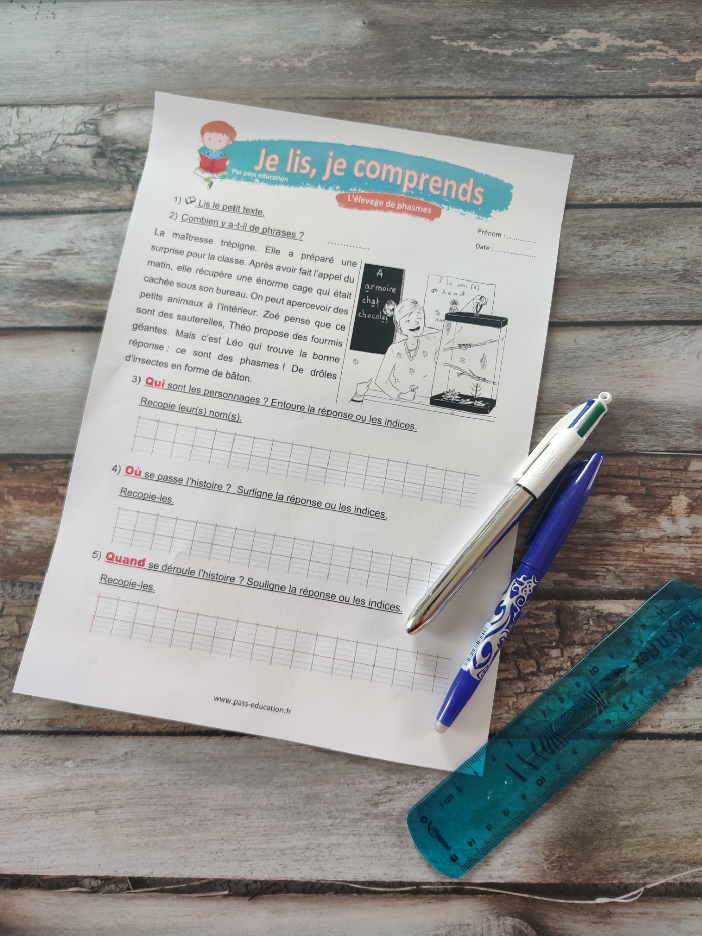 Fiche de lecture CP/CE1 avec Passéducation - Payette Family